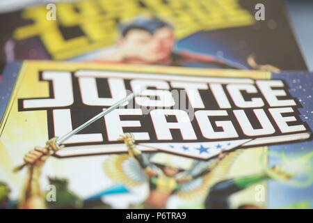 Justice League superhero comic books Stock Photo - Alamy