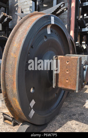 An assortment of train and rolling stock wheels outside the engine ...