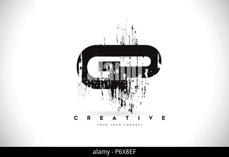 GP G P Grunge Brush Letter Logo Design in White Colors. Creative Brush ...