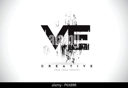 VE Letter Design with Brush Stroke and Modern 3D Look Vector ...
