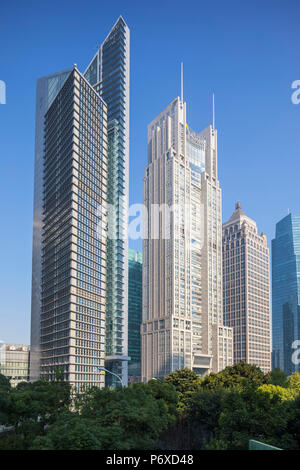 Shanghai Lujiazui financial district city scenery and empty square ...