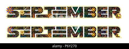 September the name of the month Stock Vector Art & Illustration, Vector ...