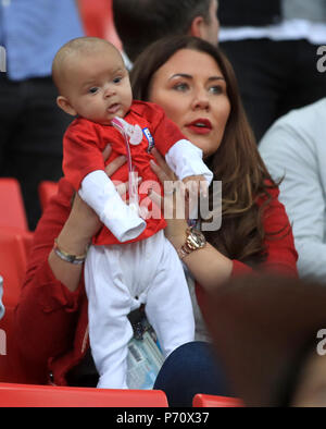 Nicky Pike, wife of Ashley Young in the stands ahead of the FIFA World ...