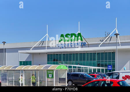 Asda out of town supermarket shopping centre people going shopping ...
