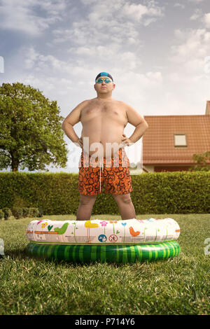 Pool Fat Man Stock Photo - Alamy