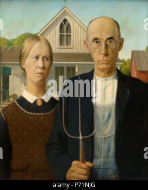 Grant Wood, American Gothic 1930 Oil on board. Art Institute of Chicago ...