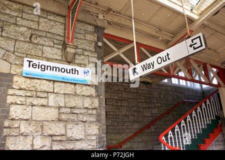 Inside Teignmouth railway station, operated by First Great Western. It ...