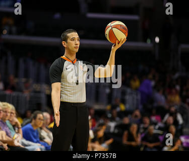 WNBA referee Isaac Barnett #16 during the Connecticut Sun vs Los ...