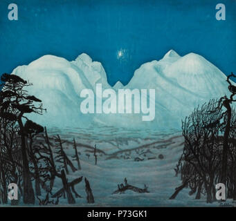 Winter Night in the Mountains, 1914 by Harald Sohlberg (1869-1935). Oil ...