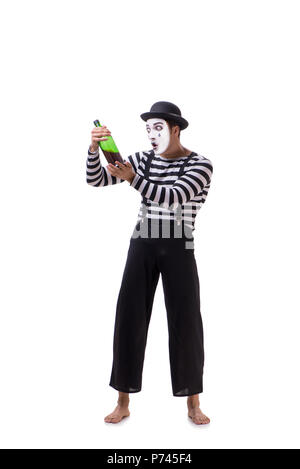 Mime drinking wine isolated on white background Stock Photo - Alamy