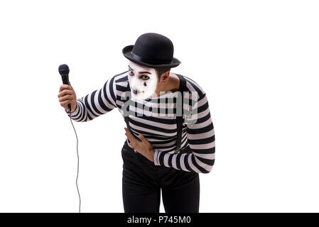 Mime singing isolated on white background Stock Photo - Alamy