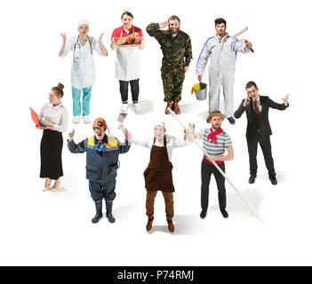 Montage about different professions Stock Photo - Alamy