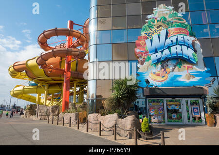 Water slide on exterior of Sandcastle water park,Blackpool Stock Photo ...