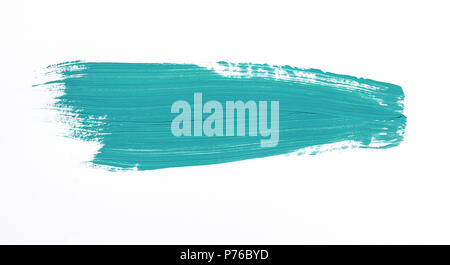 Turquoise brush stroke isolated over white background Stock Photo - Alamy