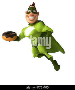 Cartoon illustration of donut super hero standing with cape Stock Photo ...