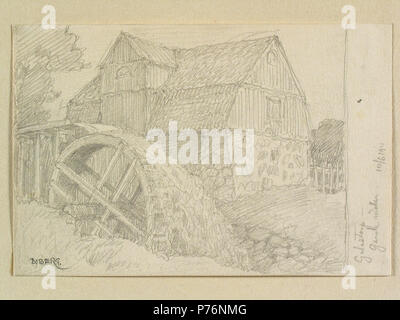 Skåne, Västra Göinge hd., Ignaberga sn., Gulastorp. Old Möllan. Drawing ...