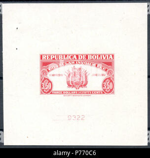 English: Proof of 1951 Bolivian consular invoice fee stamp. 1951 or ...