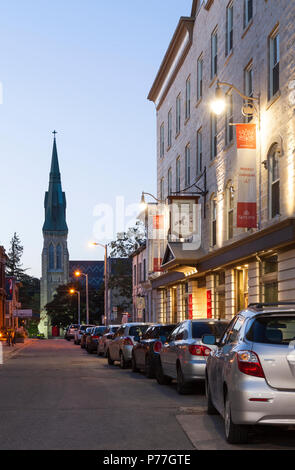 Douglas Street and historical buildings at dusk in downtown Guelph ...