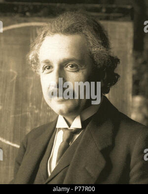 Albert Einstein at age 42 during a lecture in Vienna in 1921, the year ...