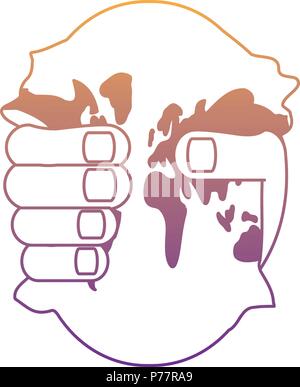 hand Squeezing the Earth planet icon over white background, vector ...