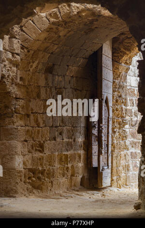 Ruins of medieval citadel Othello Castle. View on walls and a tower ...
