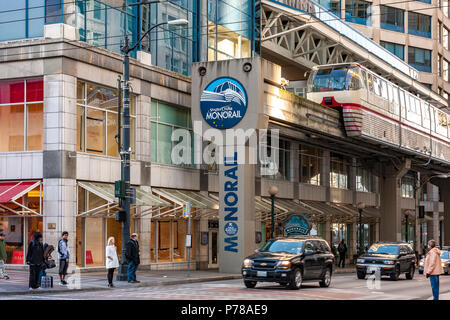 Seattle Center Monorail at Westlake, Seattle, Washington, USA Stock ...