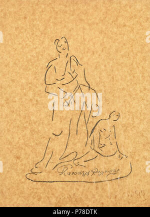 English: Medea, pencil drawing on paper, 32 cm x 24 cm. Not dated. In ...