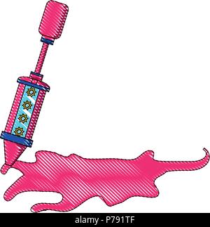 Indian pichkari with paint splash over white background, vector ...