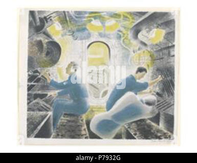 Eric Ravilious, Working Controls while Submerged (Submarine ...