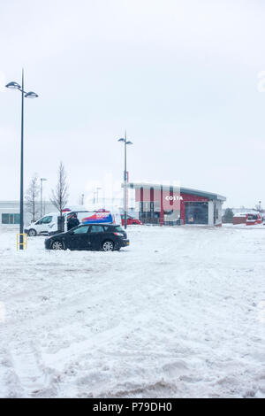 Hermiston Retail Park, Consett, County Durham, after a heavy fall of ...
