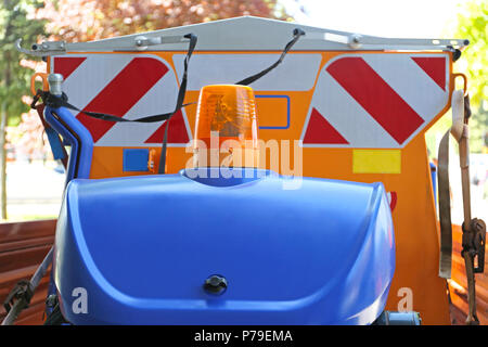 Road Works Vehicle With Amber Safety Light Stock Photo - Alamy