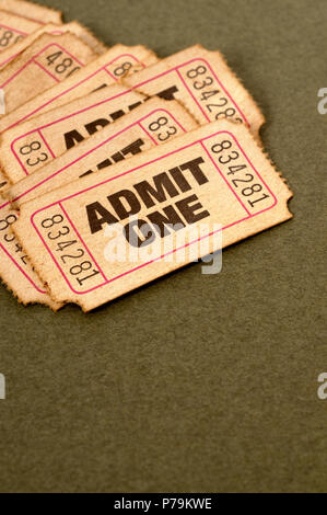 Old vintage theater or movie ticket with serial number isolated on ...