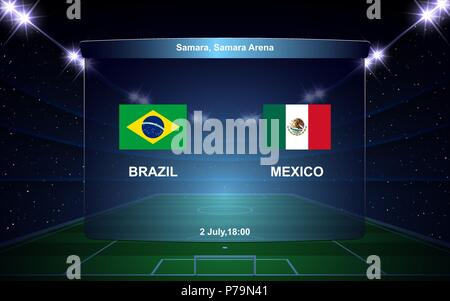 Brazil vs Mexico football scoreboard broadcast graphic soccer template ...