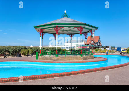 Paddling pool with bandstand on the promenade in Lytham St Annes ...