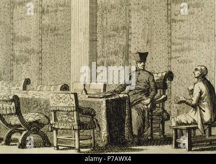 Tribunal of the Inquisition. Inquisitor questioning a defendant ...