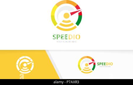 Vector speedometer logo combination. Unique speedo logotype design ...