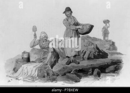 2 Welsh peasant women washing clothes by a stream Stock Photo - Alamy