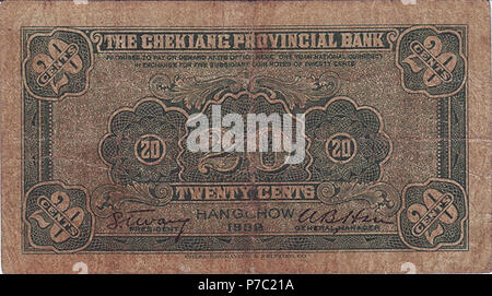 20 cents - Chekiang Provincial Bank (1932) 01 Stock Photo - Alamy