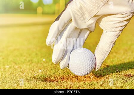 Detail of golf course with blue sky background Stock Photo - Alamy