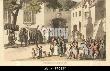 The skeleton of Death carries black funeral plumes ahead of the cortege ...