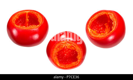 Cherry Peppers ready for stuffing, with calyces, placenta and seeds ...