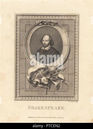 Shakespeare, Portrait. Copper engraving of William Shakespeare by ...