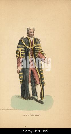 Lord Mayor of London in robes of office, 1800s. WIth black mantle and ...