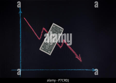 Economy Graph: Downward Arrow, Cash Mexican Pesos, and Mexico Flag ...