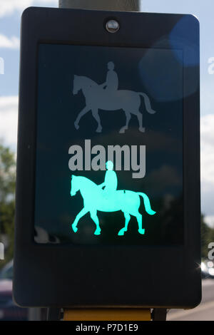 Horse rider traffic lights crossing known as a Pegasus crossing in The ...