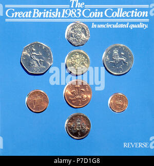 The Great British 1983 Coin Collection from the Royal Mint Stock Photo ...