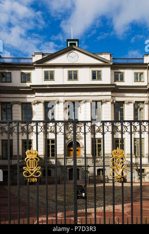 Swedish Supreme Court building with ornate black wrought iron gate with ...