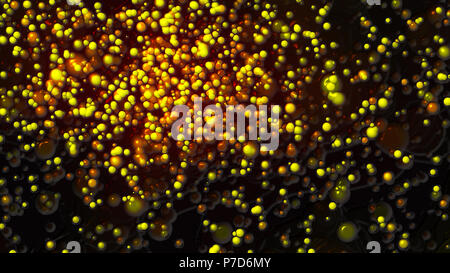 Abstract gold liquid plastic particles background, 3d illustration ...