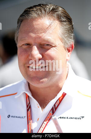 Zak Brown, chief executive officer of McLaren Racing, celebrates ...