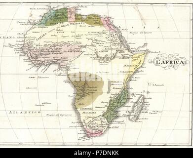 19th century map of Africa Copperplate engraving From the Encyclopaedia ...